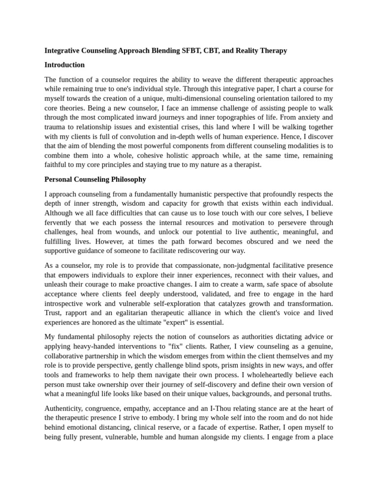 Integrative Paper | PDF | Cognitive Behavioral Therapy | Psychotherapy