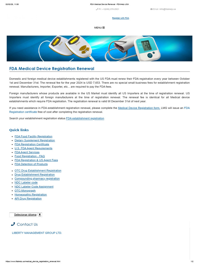 FDA Medical Device Renewal - FDAHelp USA | PDF | Food And Drug ...