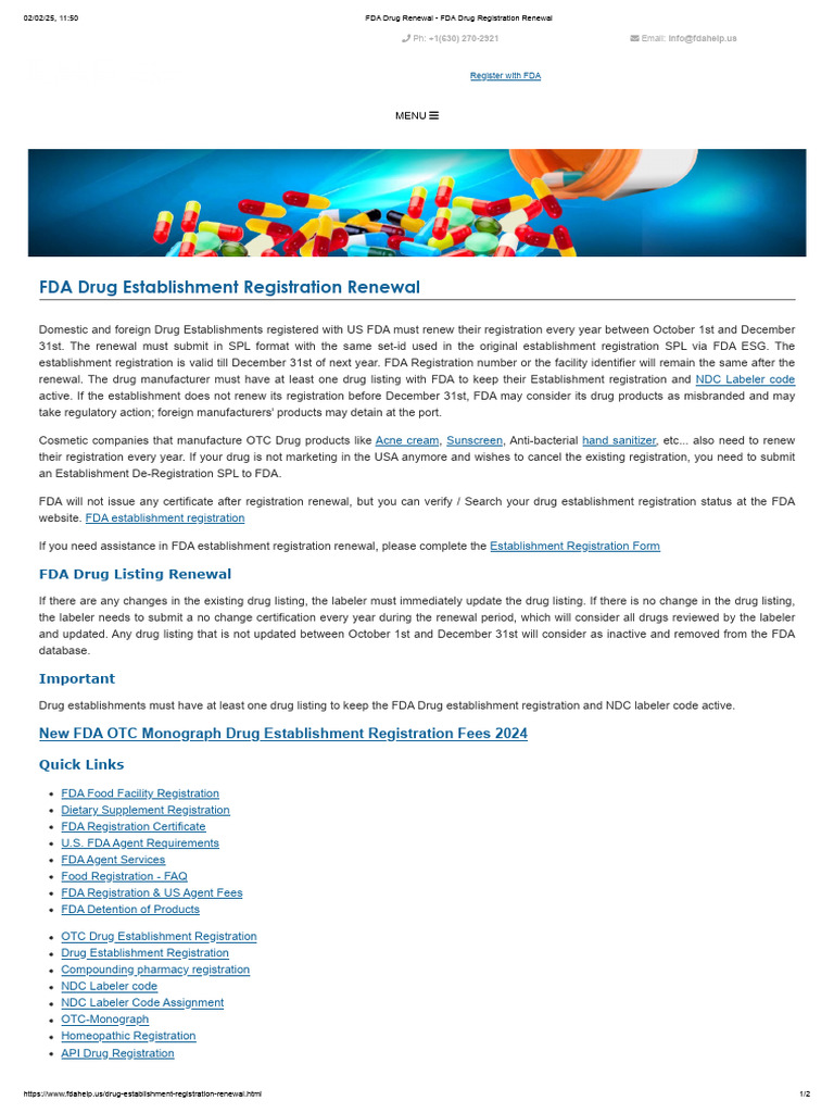 FDA Drug Renewal - FDA Drug Registration Renewal | PDF | Food And Drug ...