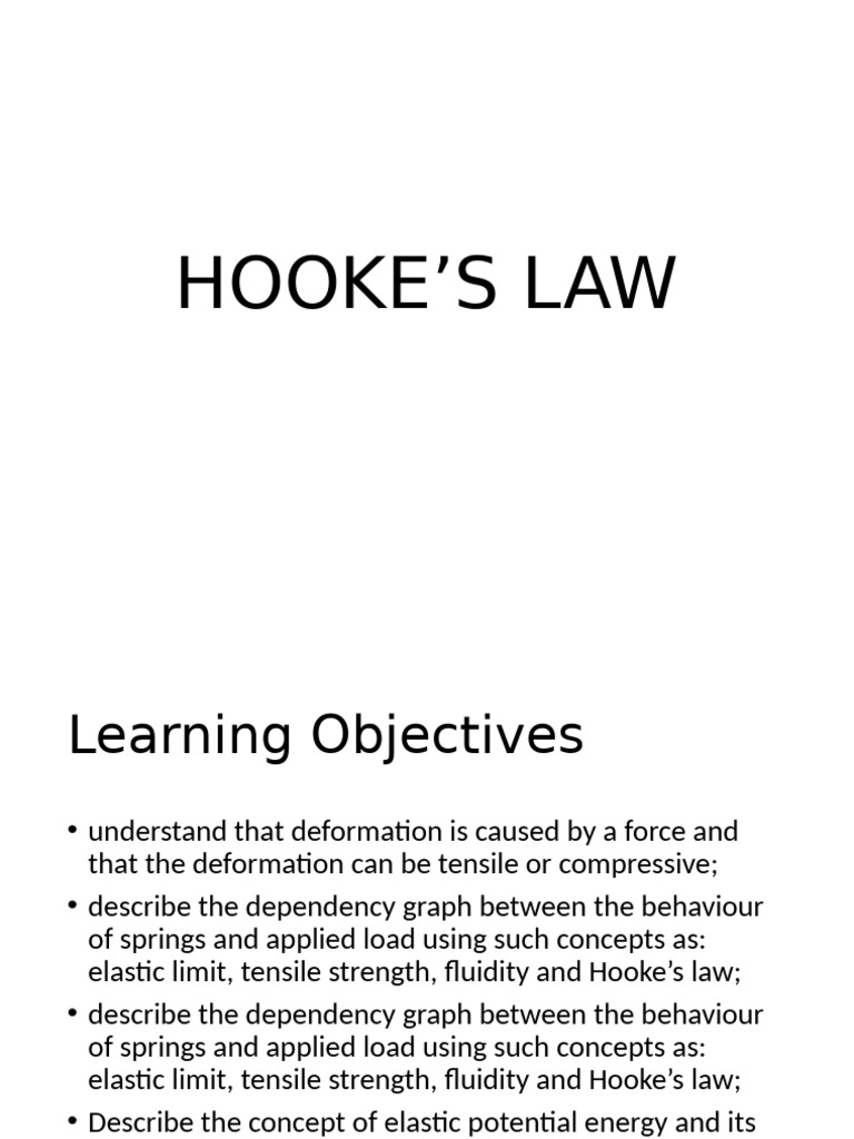 Hooke's Law | PDF | Deformation (Engineering) | Stress (Mechanics)