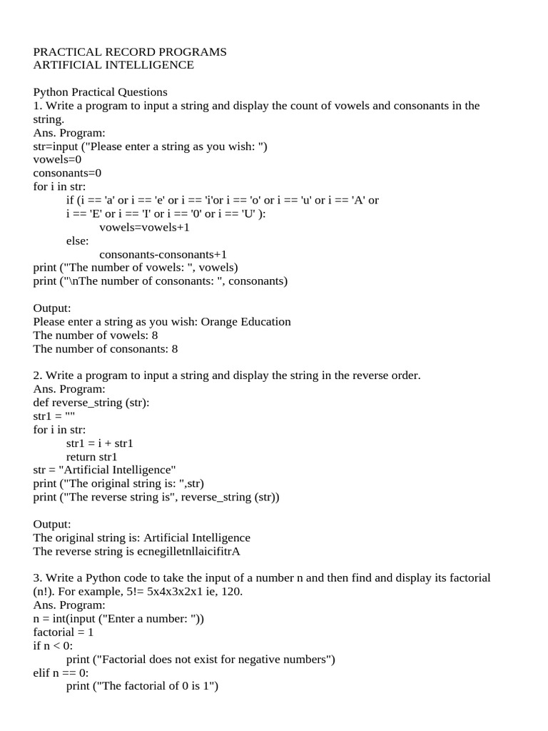 PRACTICAL PROGRAMS | PDF | Computer Programming