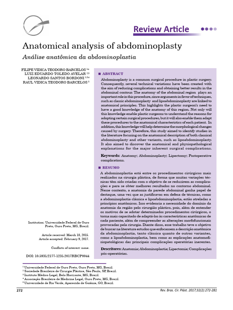 Anatomical Analysis of Abdominoplasty | PDF | Abdomen | Vein