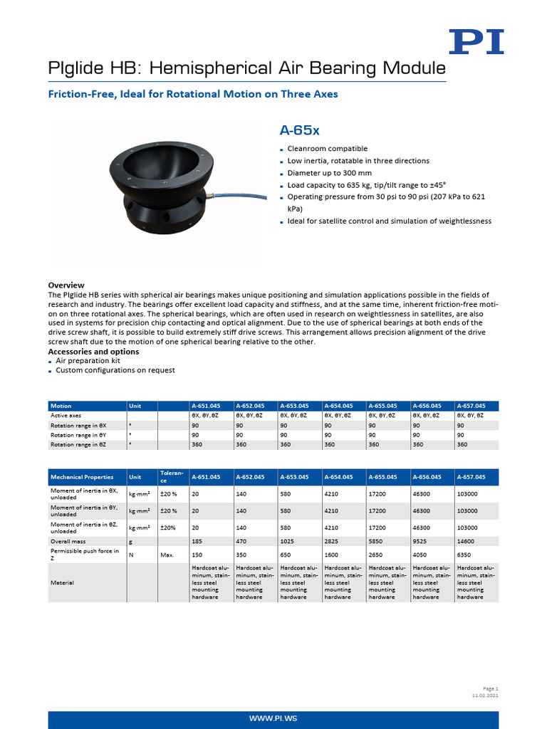 A 65x Datasheet | PDF | Bearing (Mechanical) | Applied And ...
