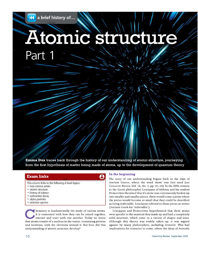 Chemical Sciences Review - History of Atomic Structure Part 1 | PDF
