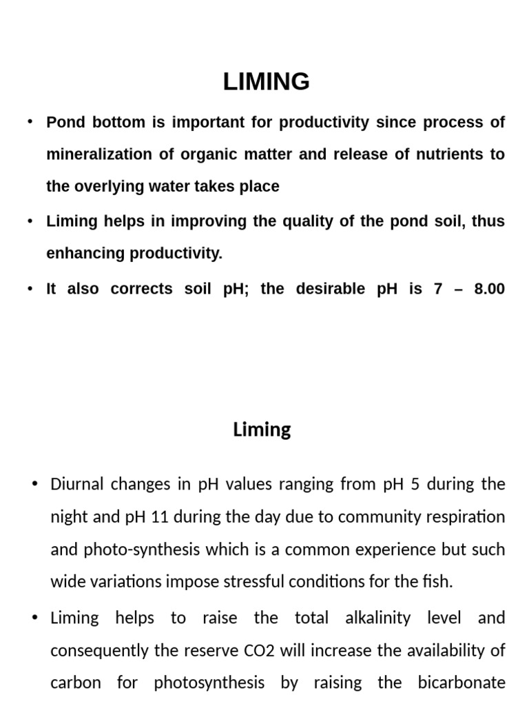 Pond Liming for Optimal Fish Farming | PDF