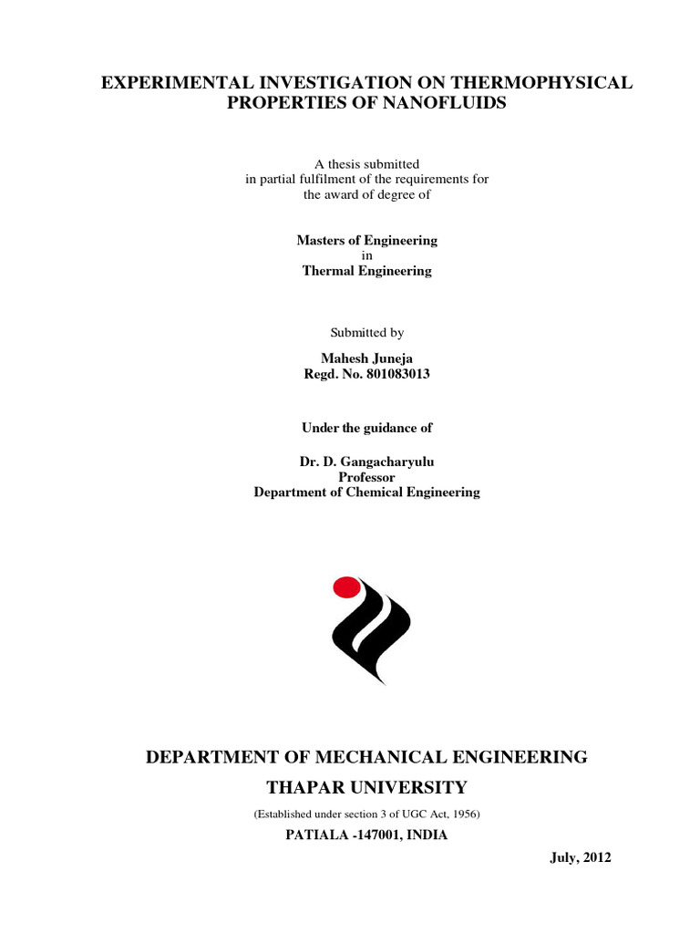 Experimental Investigation On Thermophysical Properties of Nanofluids | PDF | Heat Transfer ...