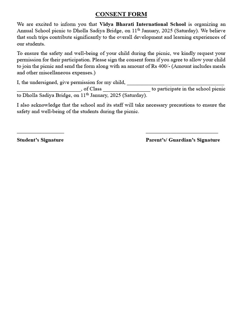 Consent Form Picnic | PDF