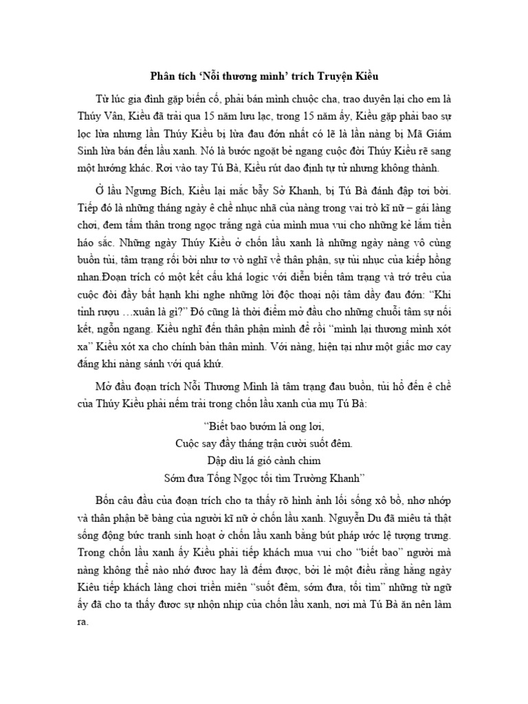 Phan Tich Doan Tho Noi Thuong Minh Cua Nguyen Du | PDF