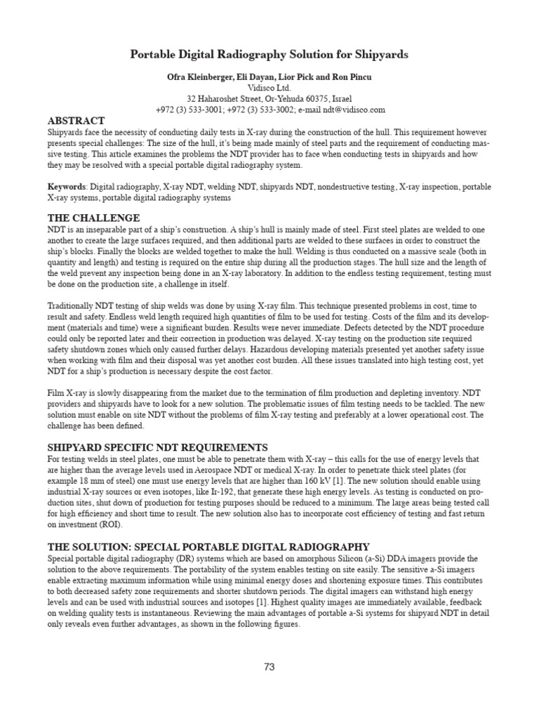 Portable Digital Radiography for Shipyards | PDF | Nondestructive ...