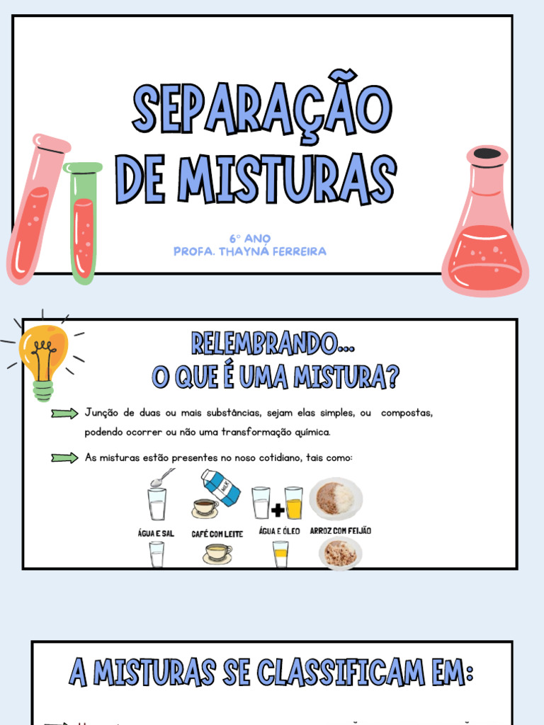 Métodos de Separação de Misturas | PDF | Mistura | Química