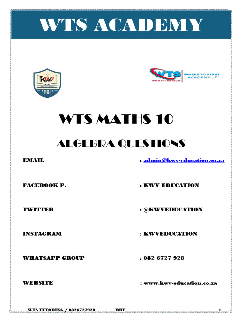 2025 Wts 10 Algebra Questions | PDF