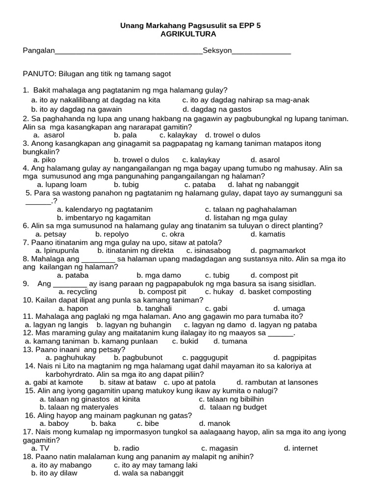 PT - Epp-Agri 5 - Q1 | PDF