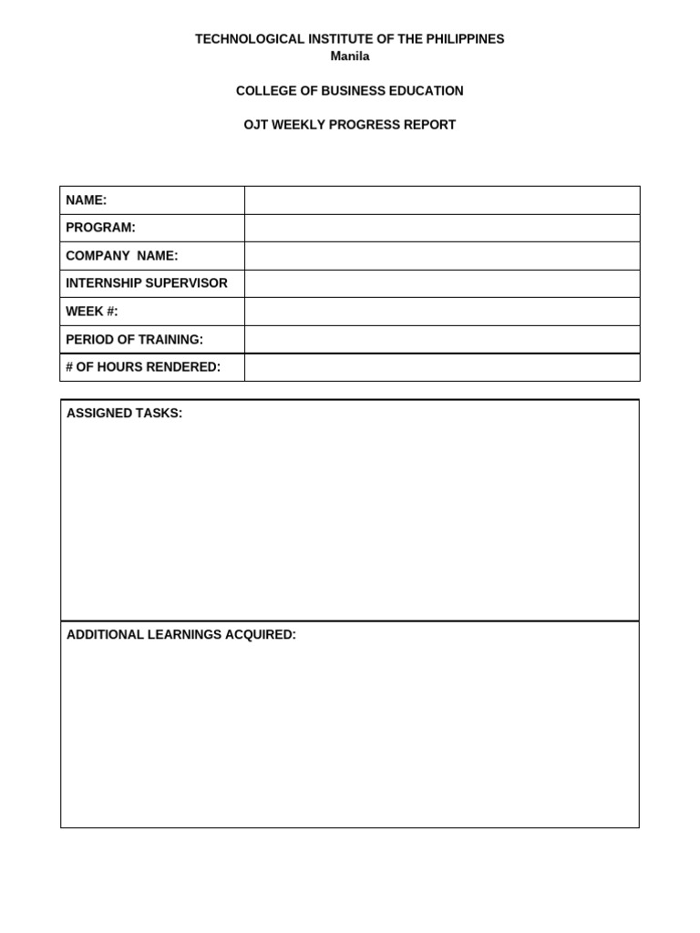 Ojt Progress Report | PDF