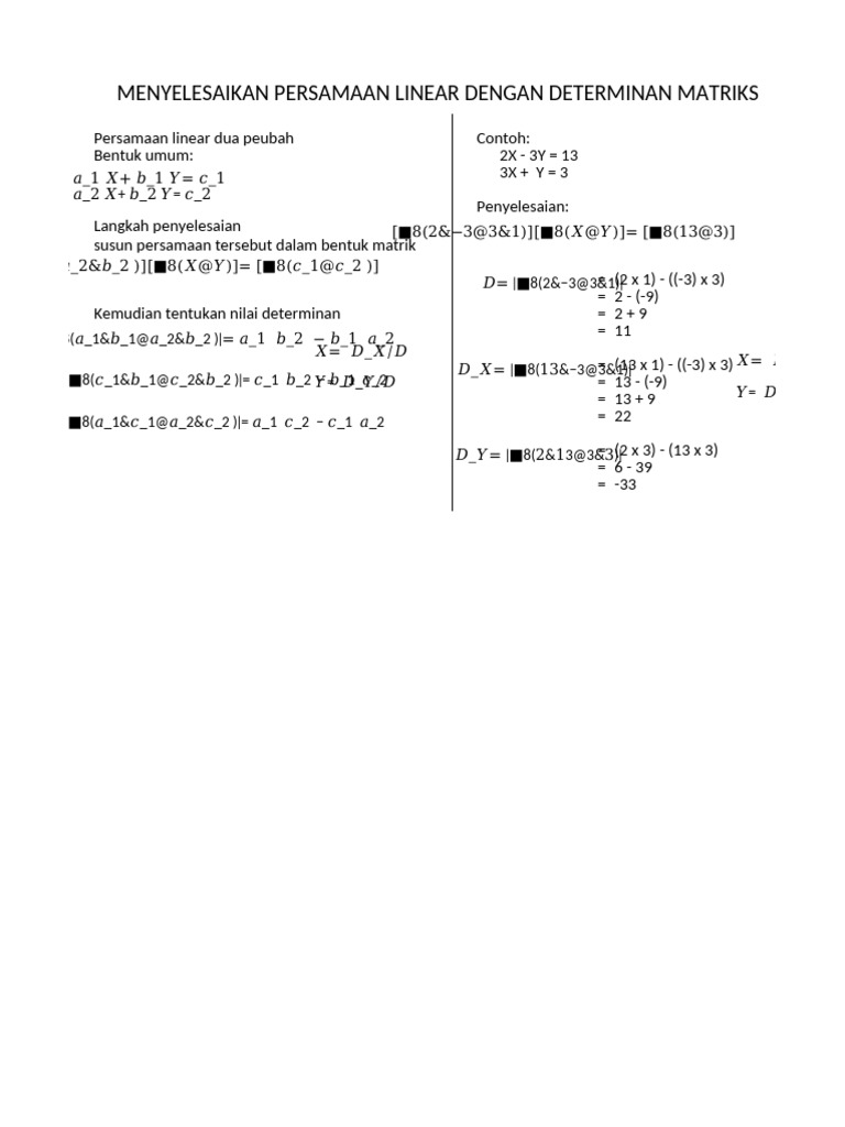 Persamaan Linear DG Matriks | PDF