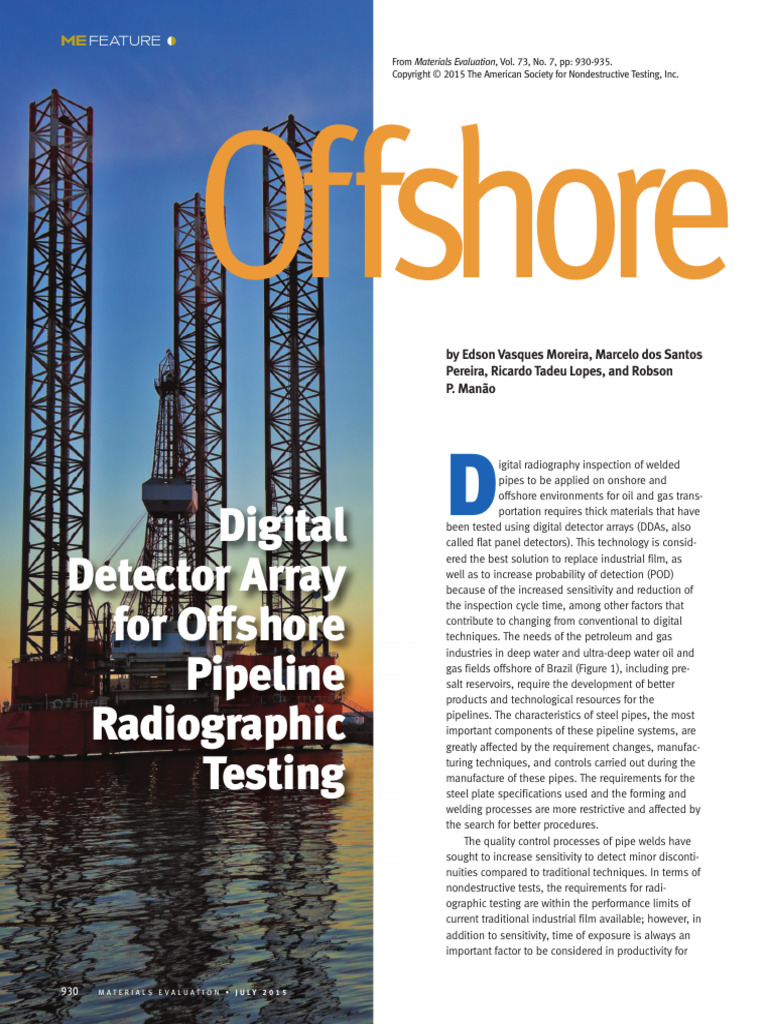 Digital Radiography for Offshore Pipelines | PDF | Scanning Electron ...