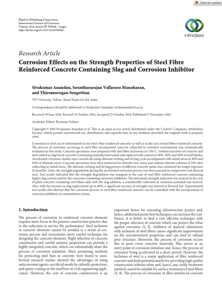 Corrosion Effects On The Strength Properties of Steel FibreReinforced ...
