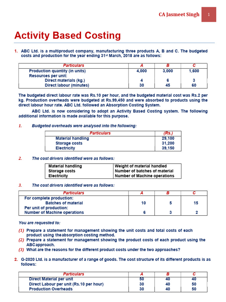Activity Based Costing | PDF | Cost Of Goods Sold | Cost