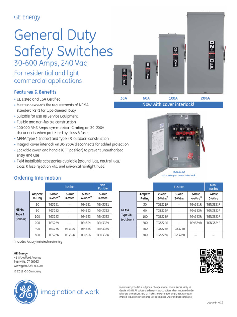 GE General Duty Safety Switches Catalog | PDF | Electrical Components ...
