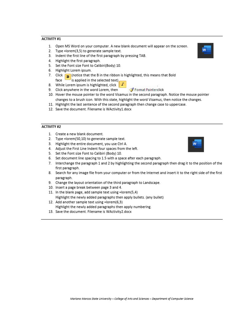 MSWORD - Lab 4 | PDF | Paragraph | Typefaces