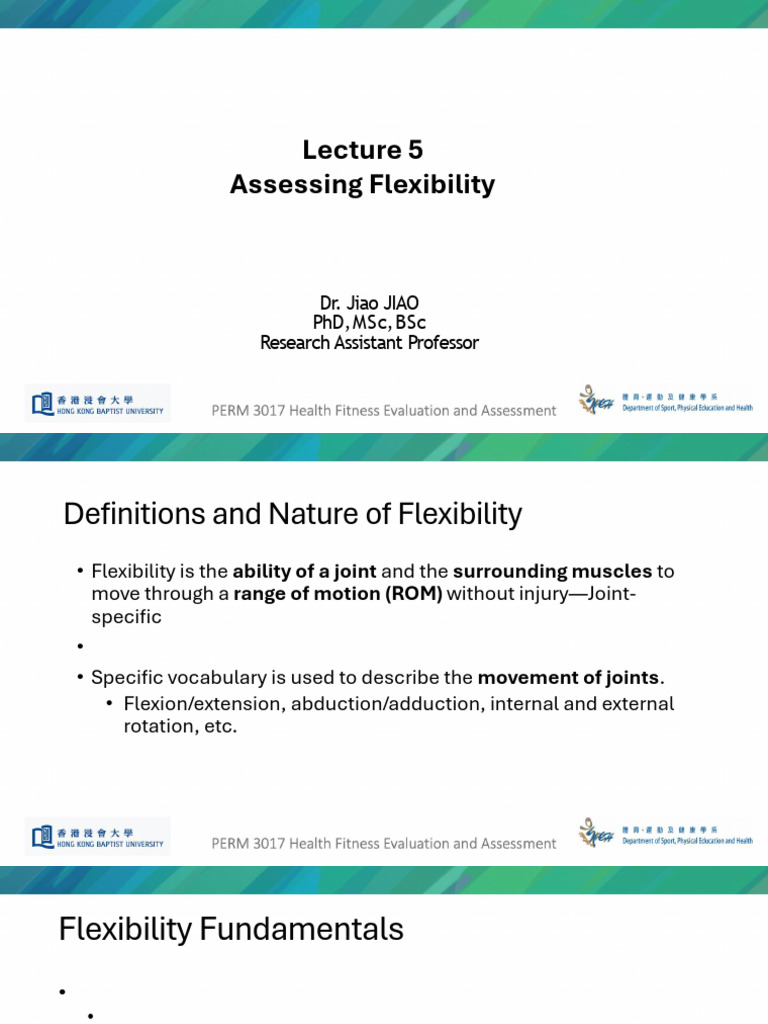 PERM3017 - L5 - Flexibility 20241023 | PDF | Anatomical Terms Of Motion | Flexibility (Anatomy)