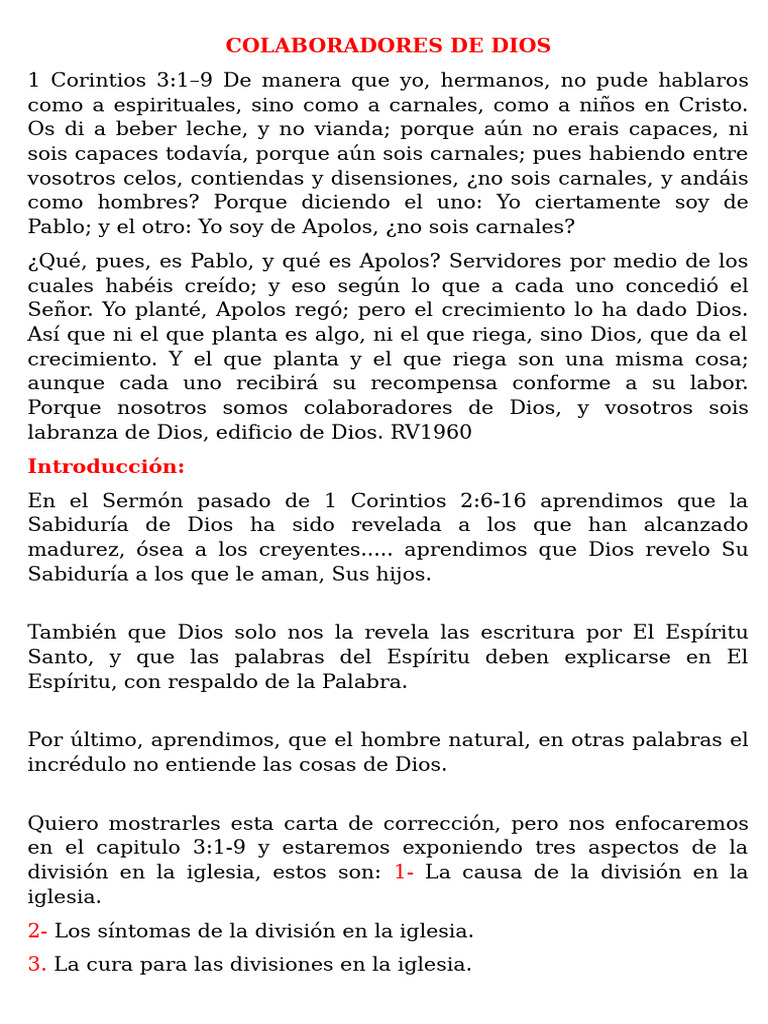 COLABORADORES DE DIOS | PDF | Primera epístola a los corintios | Cristo (título)