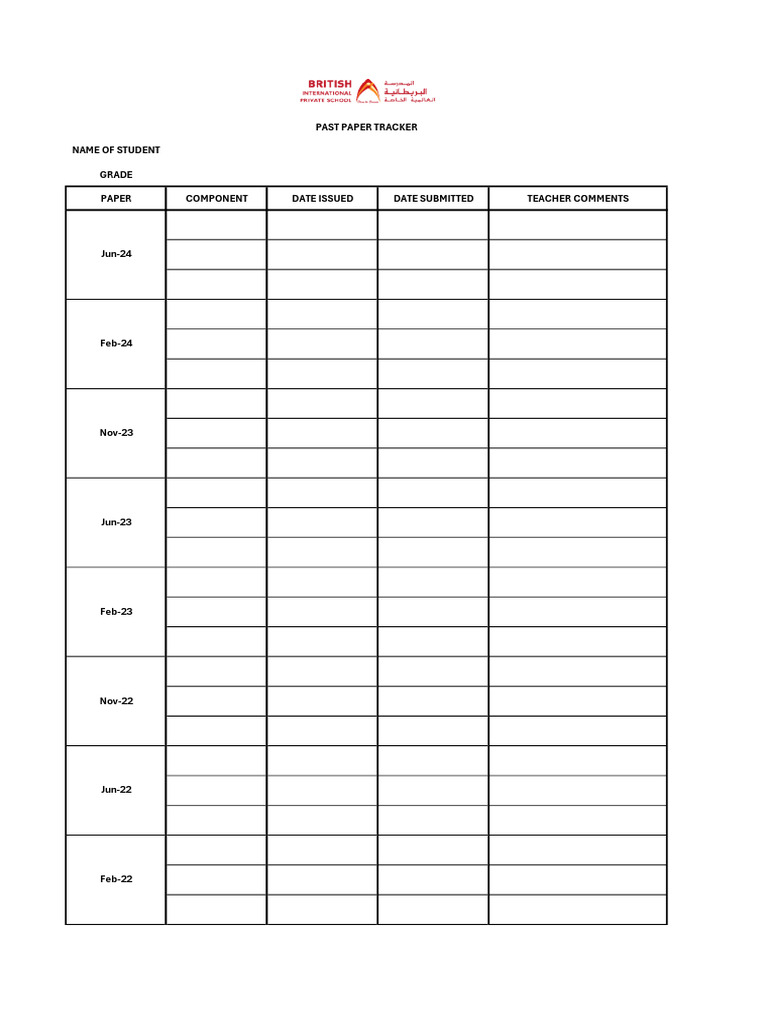 Past Paper Tracker | PDF