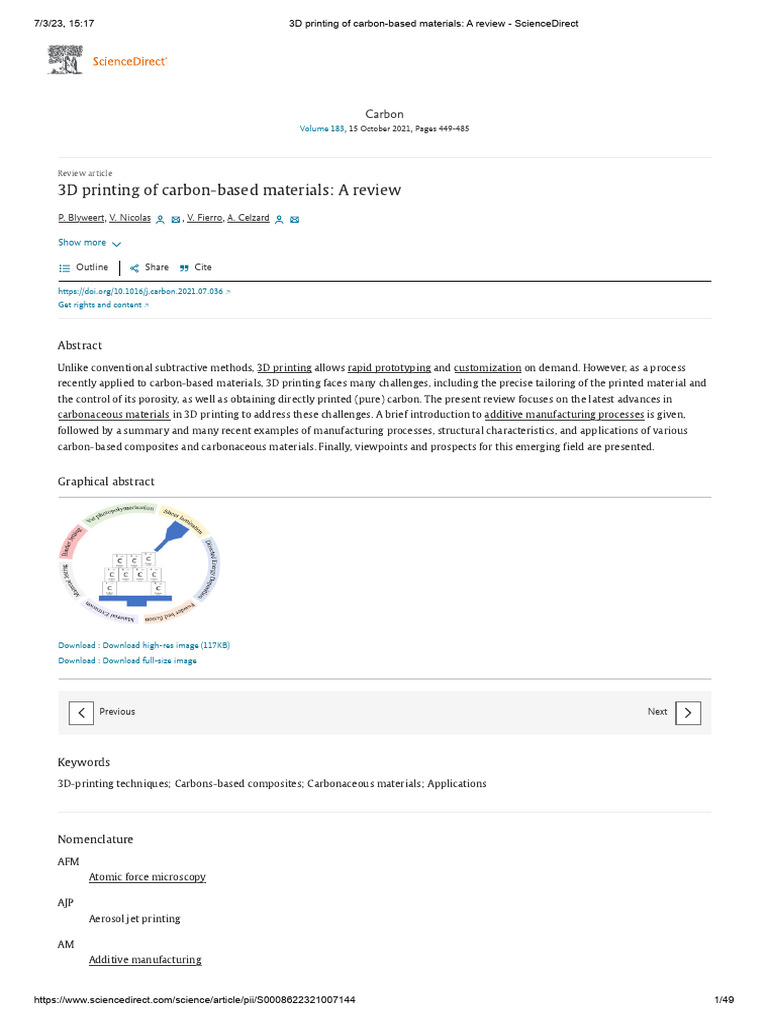 3D Printing of Carbon-Based Materials - A Review - ScienceDirect | PDF | Composite Material ...