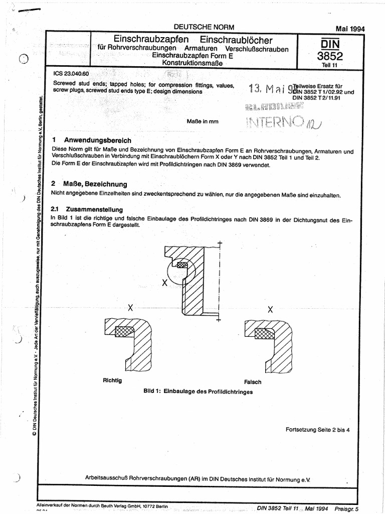 DIN 3852 Einschraubzapfen form E | PDF