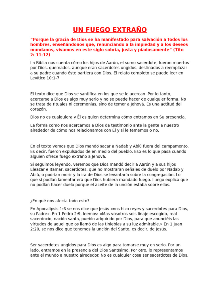 Un Fuego Extraño | PDF | Sacerdote | Dios
