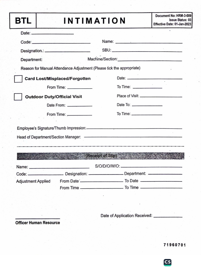 Intimation - 1 | PDF