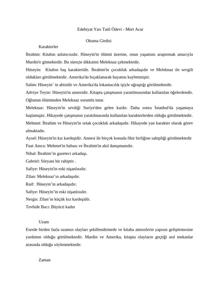 +edebiyat Huzursuzluk Kitap İncelemesi - Mert Acar | PDF