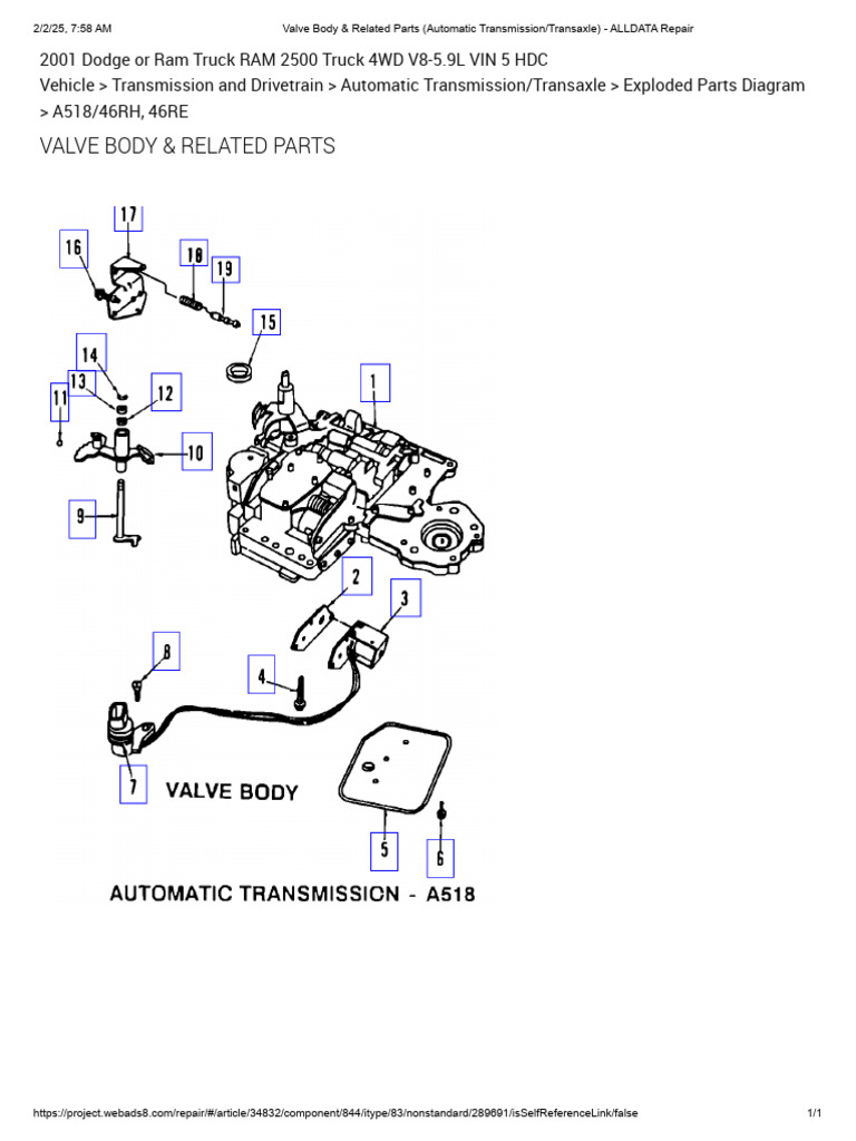 2001 RAM 2500 Transmission Parts Guide | PDF