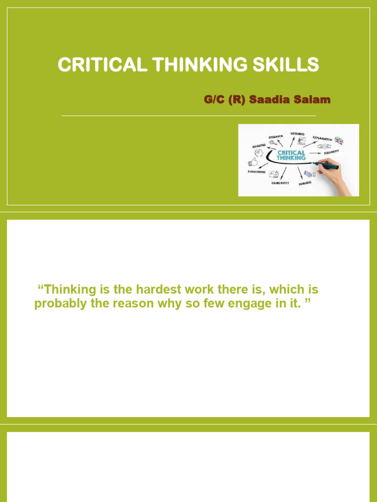 NUST Week 8 Critical Thinking Skills | PDF | Critical Thinking | Thought