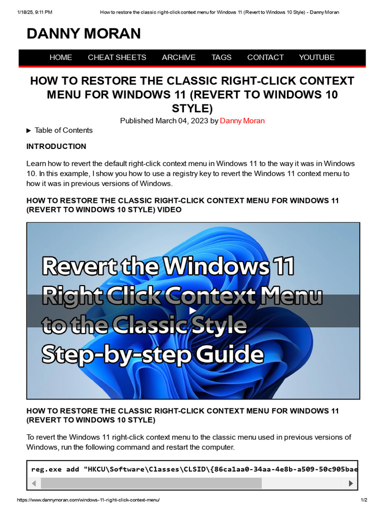 Windows 11 Classic Right-Click Guide | PDF