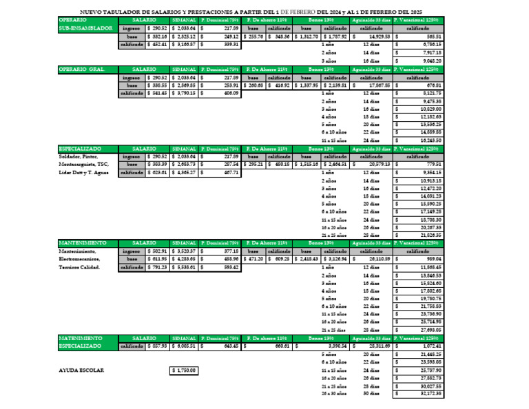 Tabulador 2024 | PDF