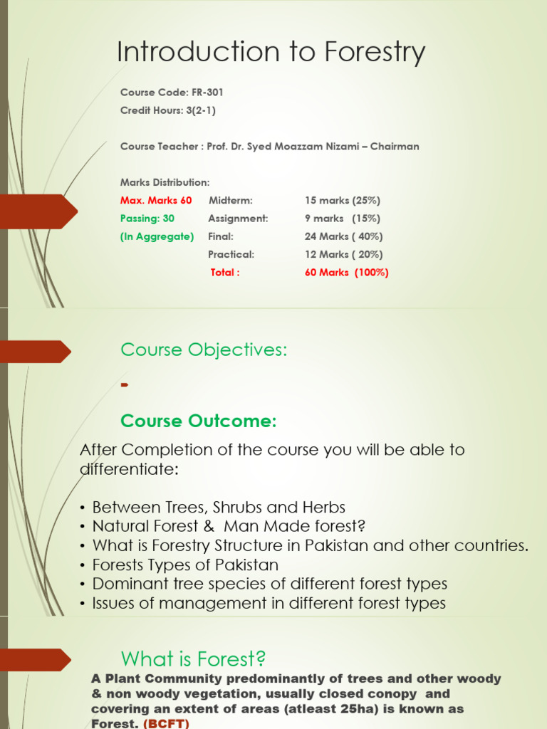 Introduction To Forestry (1,2,3, Lectures) | PDF | Plant Stem | Leaf