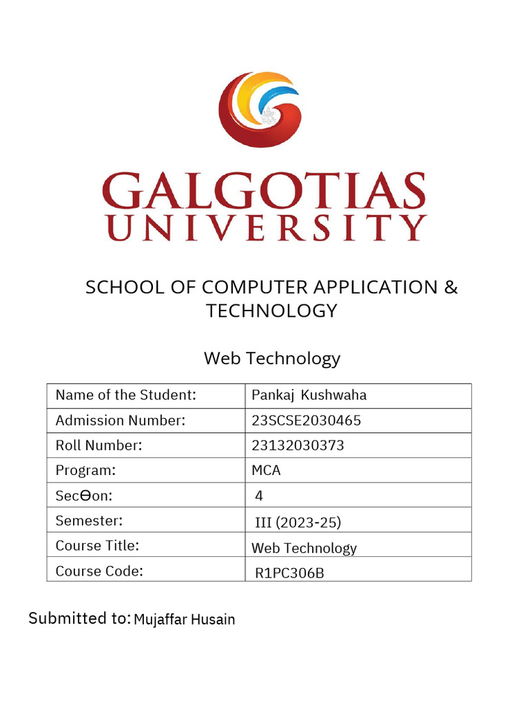 Web Technology Course Details 2023-25 | PDF