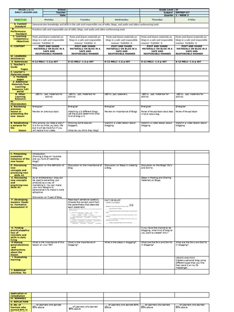 DLL_G6 TLE-ICT_W3 | PDF | Blog | Learning