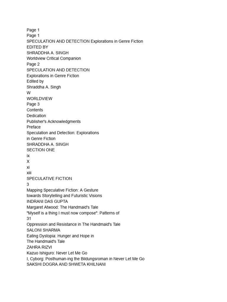 Collection of Essays on Speculative Literature and Deductive Fiction ...