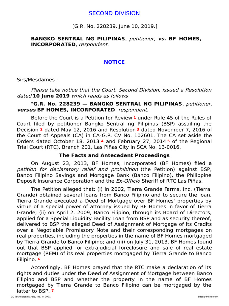 BSP v BF Homes | PDF | Affidavit | Separation Of Powers