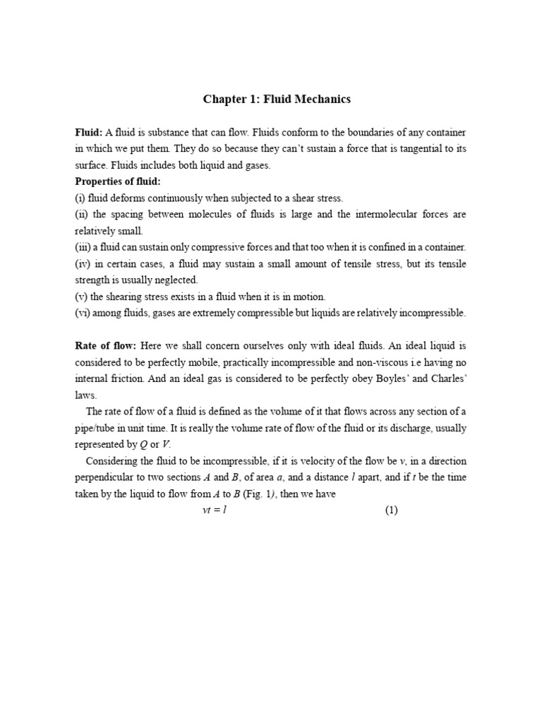 Chapter 1 Fluid Mechanics | PDF | Fluid Mechanics | Stress (Mechanics)