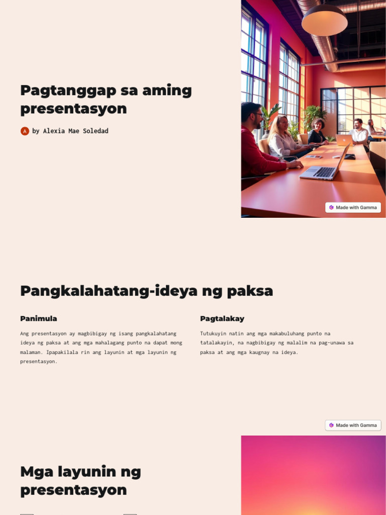 Pagtanggap Sa Aming Presentasyon | PDF