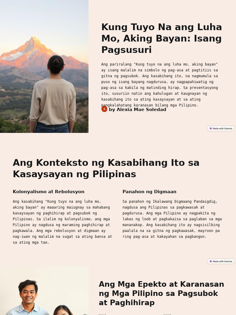 Kung Tuyo Na Ang Luha Mo Aking Bayan Isang Pagsusuri | PDF