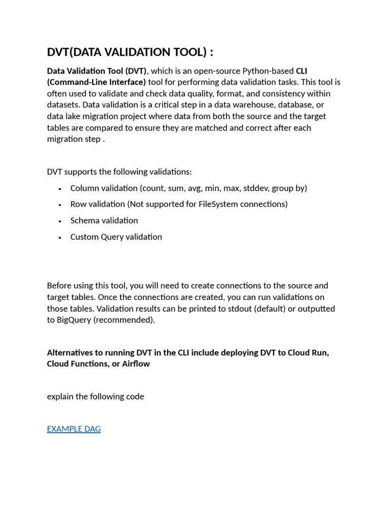 Data Validation Tool (DVT) CLI (Command-Line Interface) | PDF ...