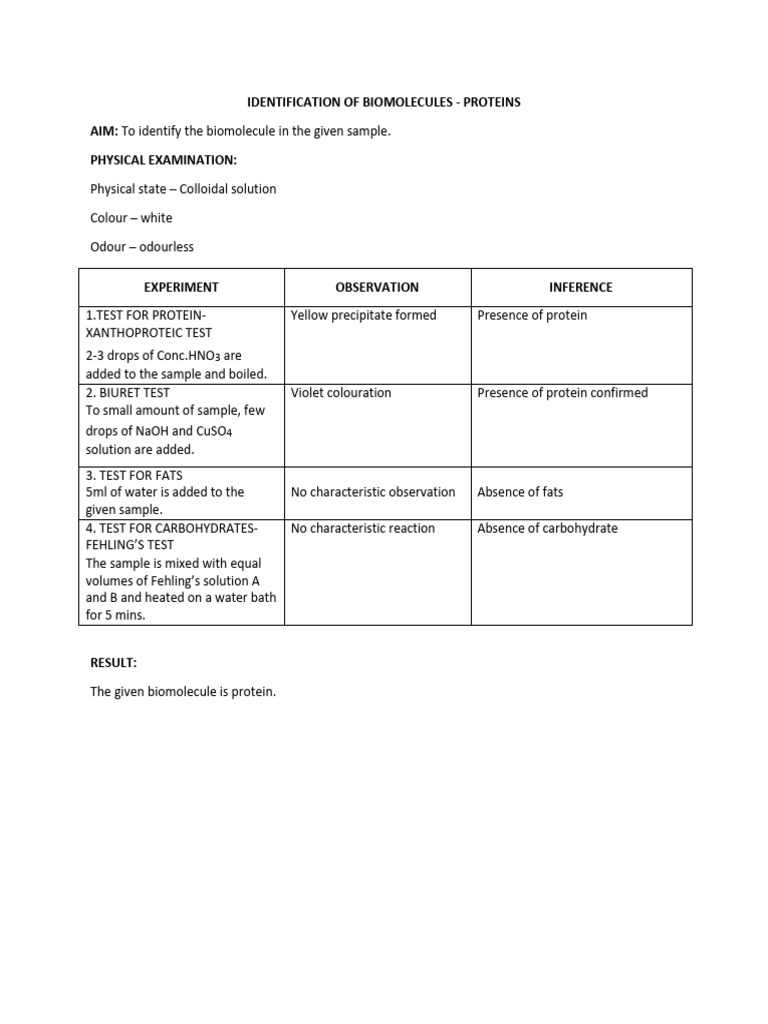 Expt No 13 Biomolecules Proteins | PDF