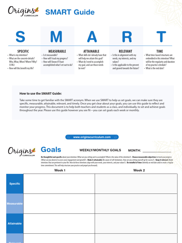 Origins Curriculum - SMART Planner | PDF | Goal | Curriculum
