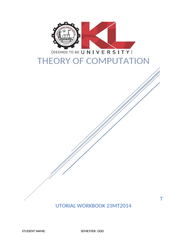 23MT2014 - ToC - Tutorial Workbook - Regular | PDF | Theory Of Computation | Theoretical ...