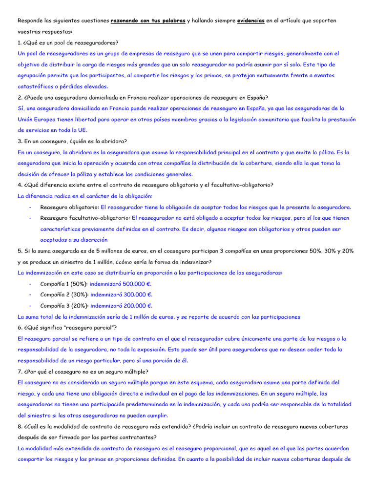 Actividad 5.4- Reaseguro y Coaseguro | PDF | Reaseguro | Seguro
