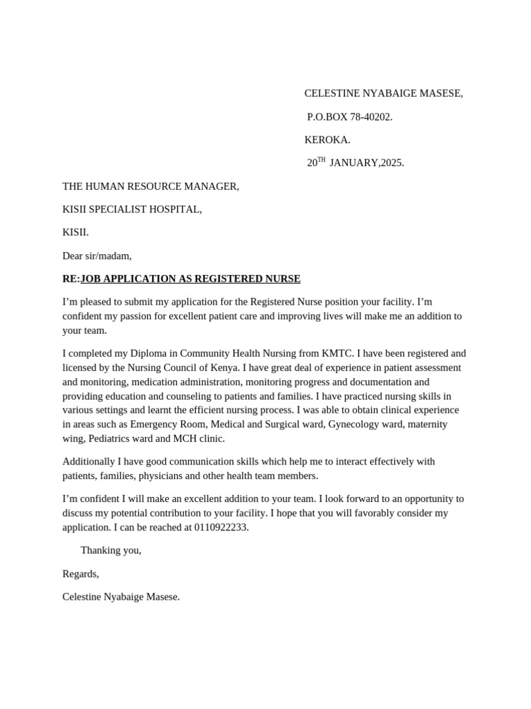 Cover Letter Application. | PDF