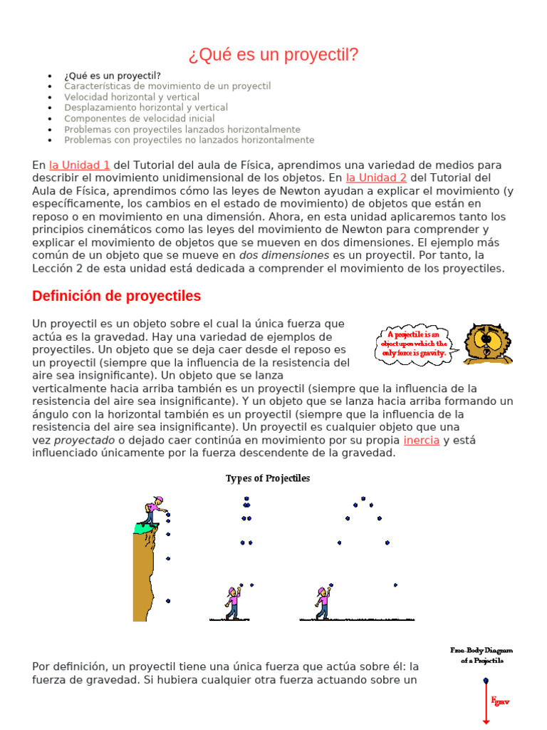 Qué Es Un Proyectil | PDF | Fuerza | Gravedad